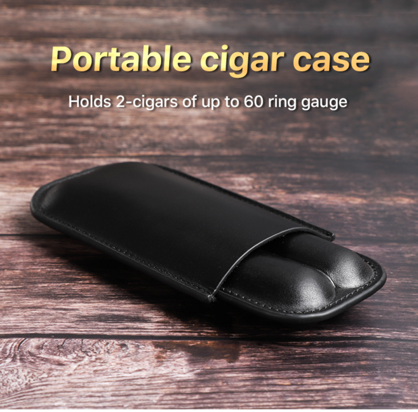 Finger Brown Leather Cigar Case - Fashion Designer